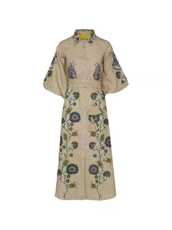 PHILIPPA 1970 René Floral-embroidered Midi Dress