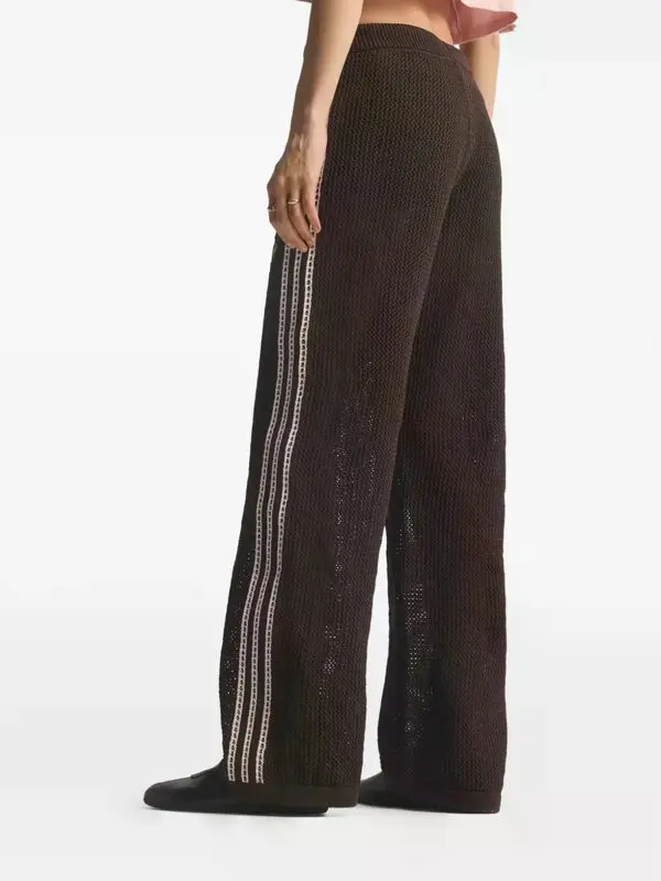 Adidas Crochet-knit Side-stripe Trousers - Brown