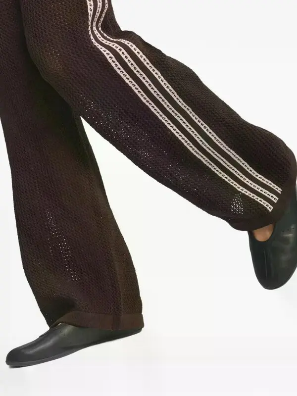 Adidas Crochet-knit Side-stripe Trousers - Brown
