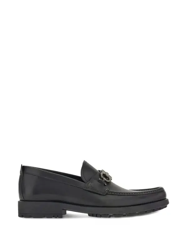 FERRAGAMO Gancini-detail Loafers - Black