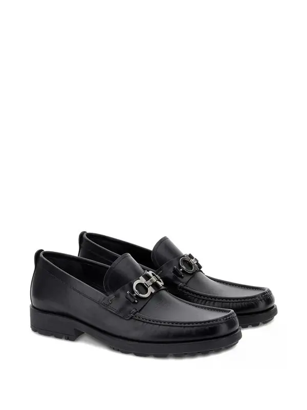 FERRAGAMO Gancini-detail Loafers - Black