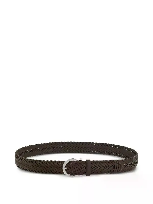 FERRAGAMO Braided Buckle Belt - Brown
