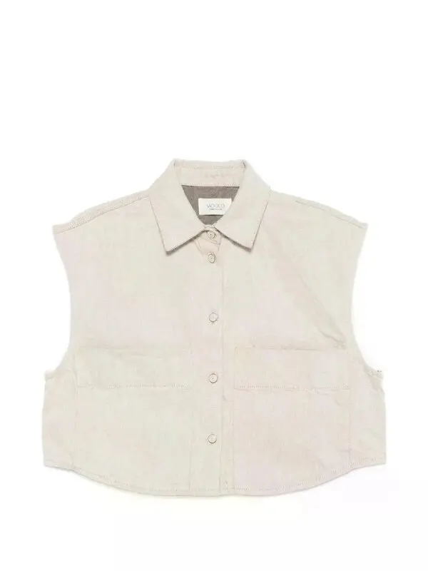 VICOLO Button-up Cropped Gilet - Neutrals