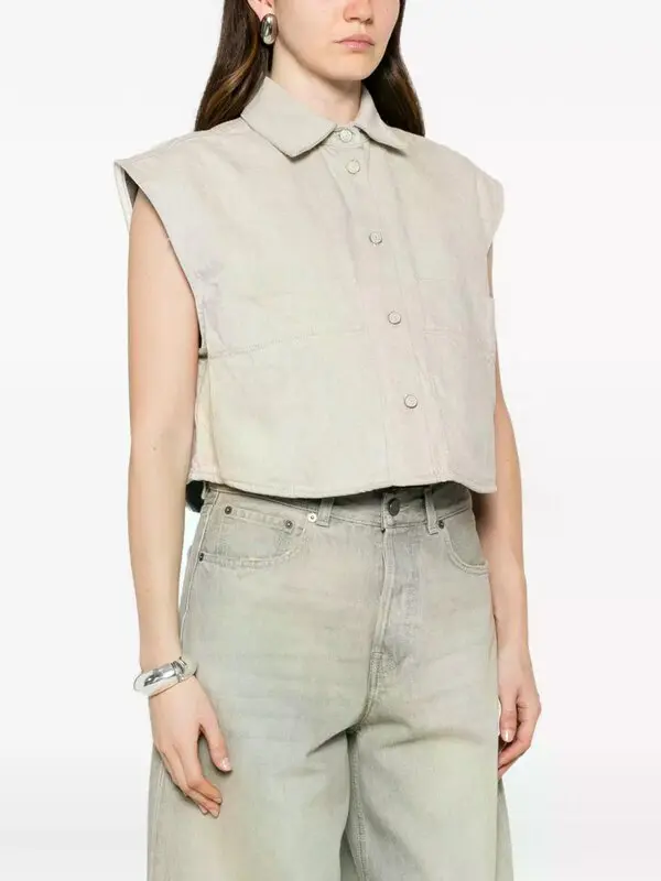 VICOLO Button-up Cropped Gilet