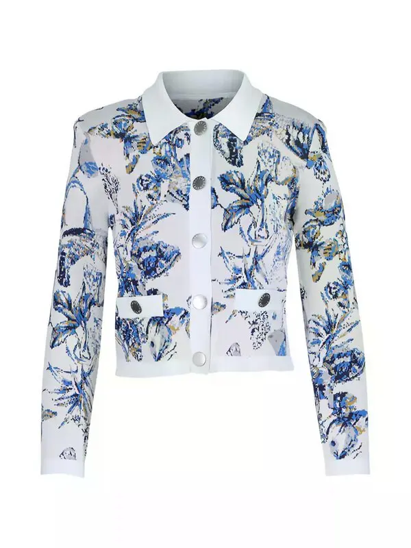 L'Agence Osiris Floral-print Button-up Cardigan - White