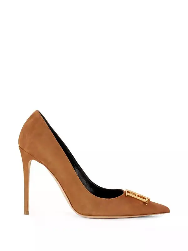 Elisabetta Franchi Logo-detail Suede Pumps - Neutrals