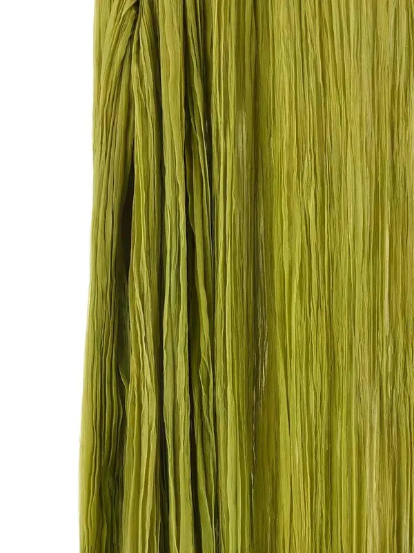 FEDERICA BONIFACI Pleated Silk Maxi Dress