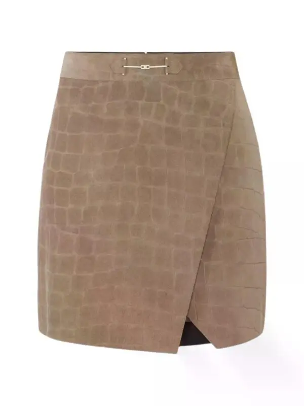 Elisabetta Franchi Alligator-print Horsebit Wrap Skirt