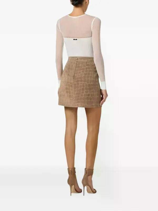 Elisabetta Franchi Alligator-print Horsebit Wrap Skirt
