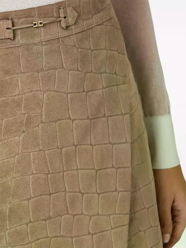 Elisabetta Franchi Alligator-print Horsebit Wrap Skirt