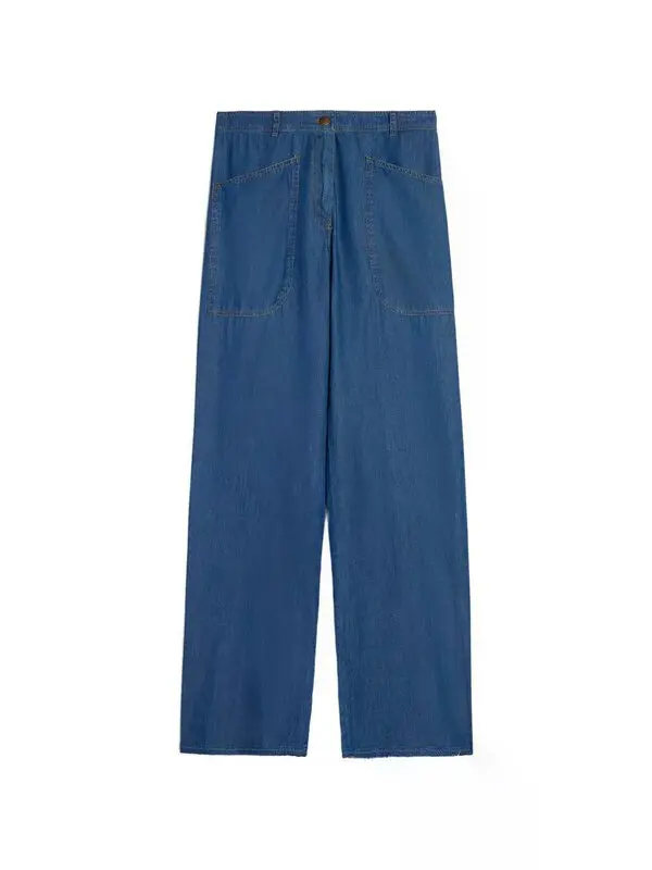 Momoni Macao Patch-pocket Wide-leg Trousers - Blue