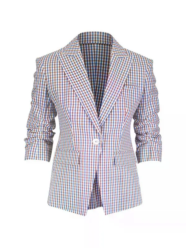 Veronica Beard Gingham-check Blazer - Blue