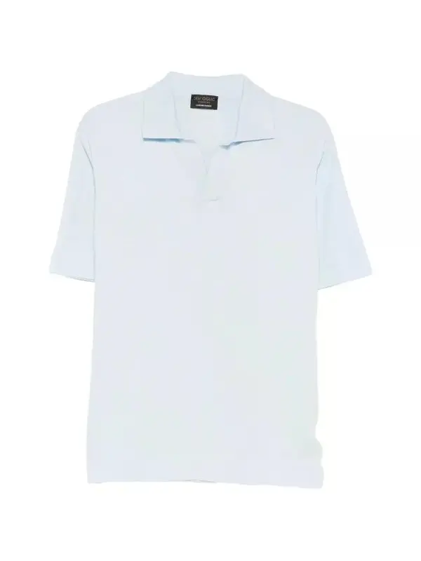 DELL'OGLIO Short-sleeve Cotton Polo Shirt - Blue