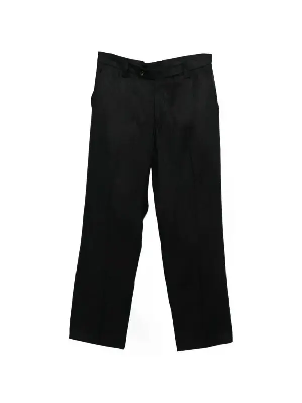 DELL'OGLIO Pressed-crease Straight-leg Trousers - Black