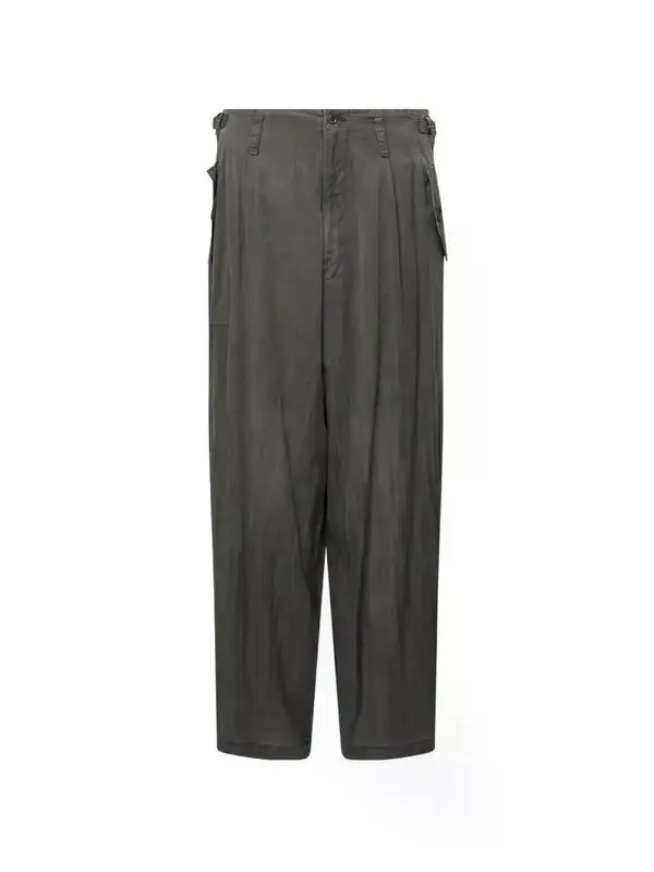 Y’s Tuck-detail Wide-leg Trousers - Grey