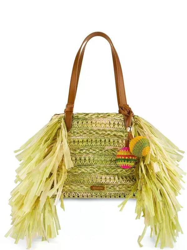 AQUAZZURA Trancoso Fringe-trimmed Tote Bag - Green