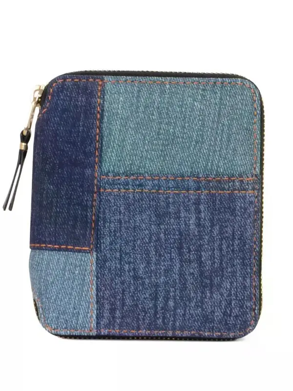 Comme Des Garçons Patchwork-denim Zip-around Wallet - Blue