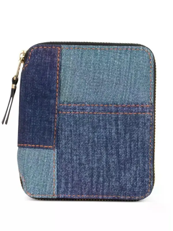 Comme Des Garçons Patchwork-denim Zip-around Wallet - Blue