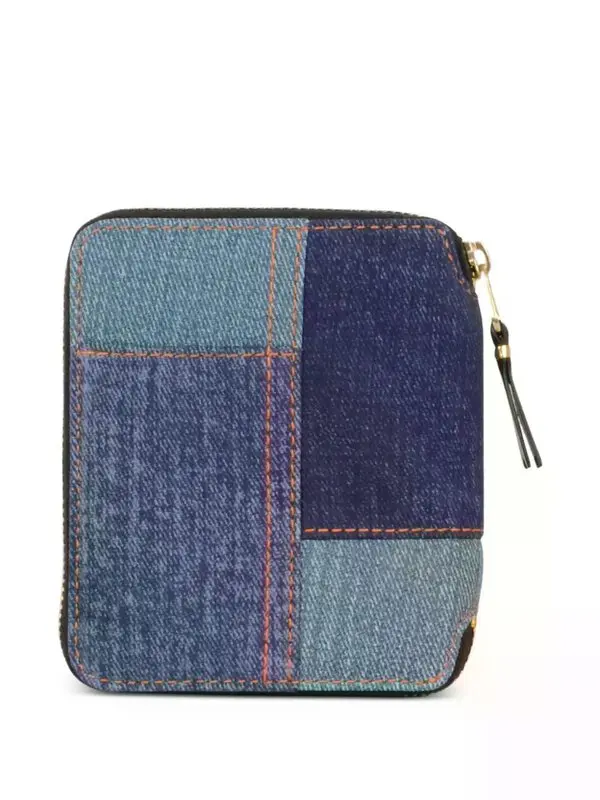 Comme Des Garçons Patchwork-denim Zip-around Wallet - Blue