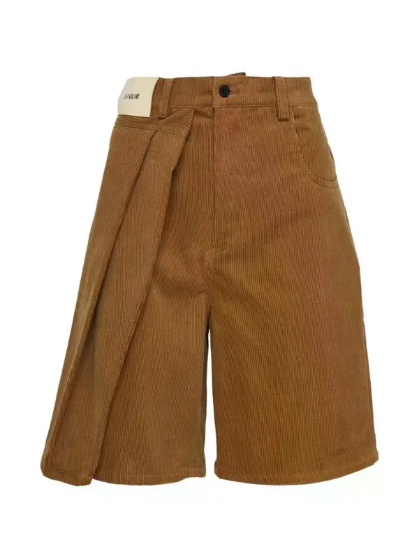 BONBOM Two-tuck Corduroy Shorts - Brown