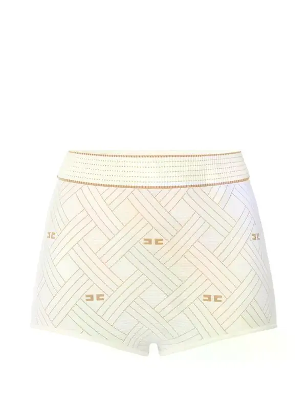 Elisabetta Franchi Diamond-jacquard Knit Shorts - Neutrals