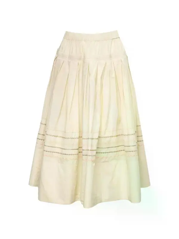 LEE MATHEWS Broderie-anglaise Pleated Skirt - Neutrals