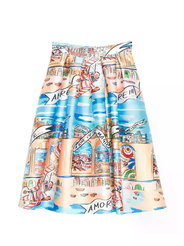ALESSANDRO ENRIQUEZ Printed Midi Skirt - Blue