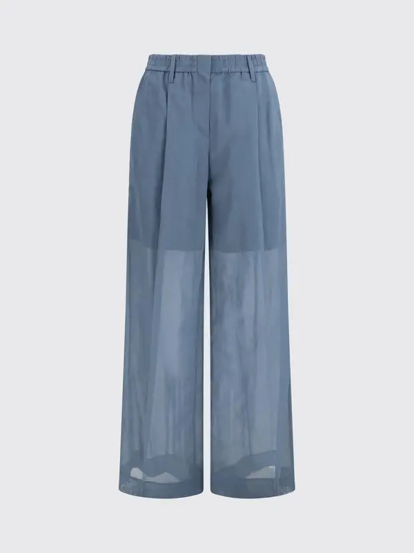 Brunello Cucinelli Wide-leg Cotton Trousers - Blue