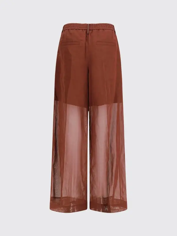 Brunello Cucinelli Wide-leg Cotton Trousers - Red