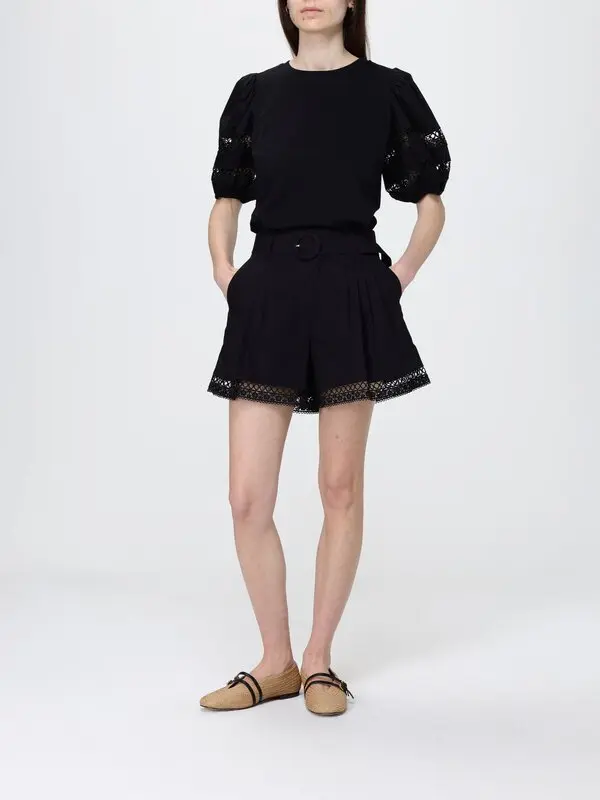 TWINSET Cotton Top With Lace Balloon Sleeves - Black