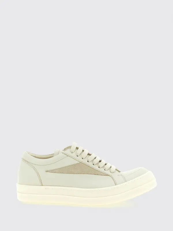 Rick Owens Smooth Calfskin And Suede Low-top Sneakers - White