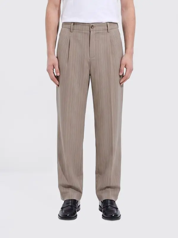 GOLDEN GOOSE Pinstriped Pleated Trousers - Camel
