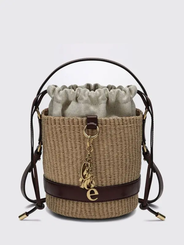 Chloé Charms Raffia And Leather Bucket Bag