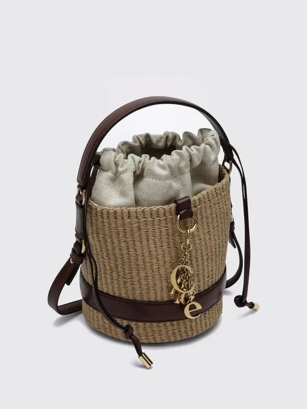 Chloé Charms Raffia And Leather Bucket Bag