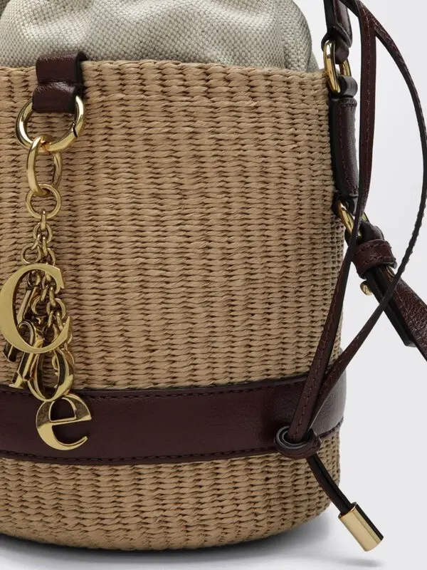 Chloé Charms Raffia And Leather Bucket Bag