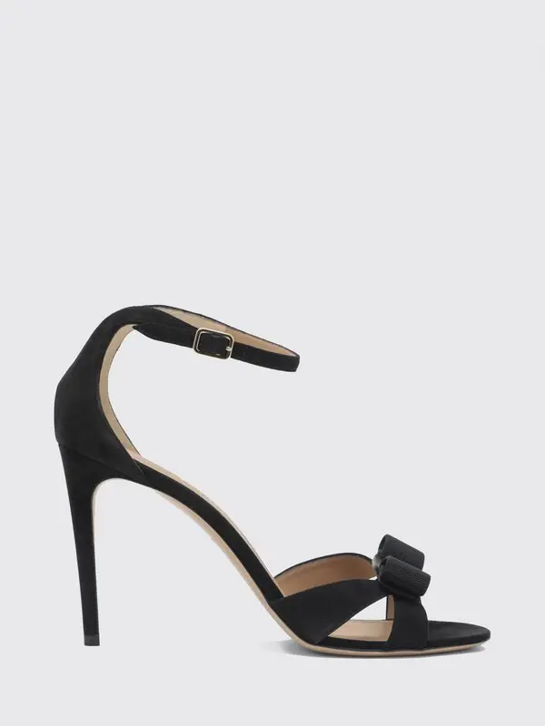 FERRAGAMO Suede Vara Bow Stiletto Sandals - Black