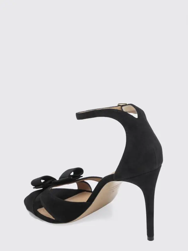 FERRAGAMO Suede Vara Bow Stiletto Sandals - Black