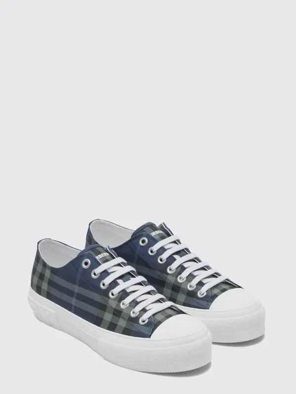 Burberry Checked Cotton Twill Lace-up Sneakers