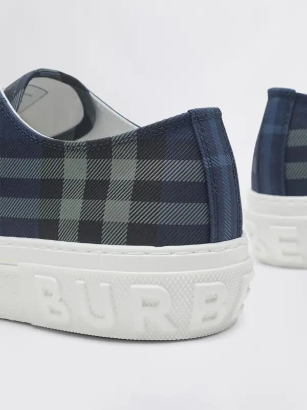 Burberry Checked Cotton Twill Lace-up Sneakers