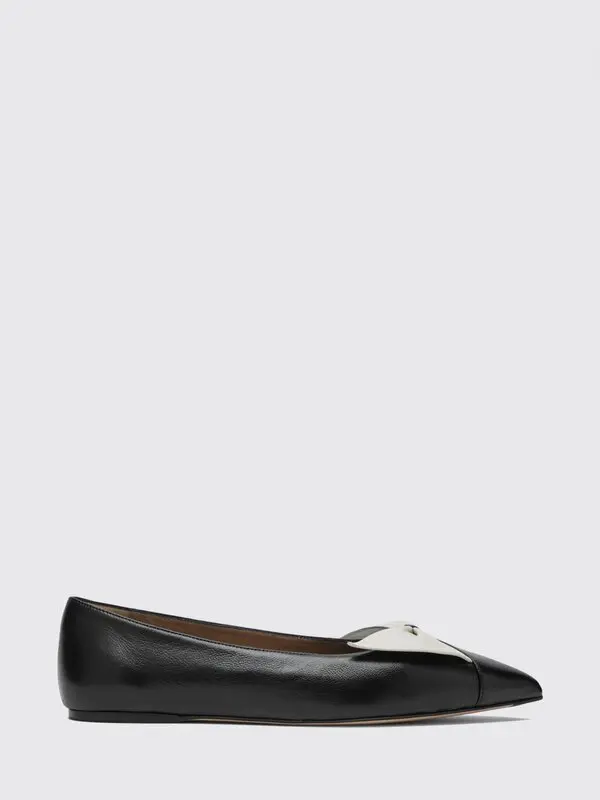 FERRAGAMO Nappa Leather Ballerinas With Abstract Print And Bow Detailing - Black