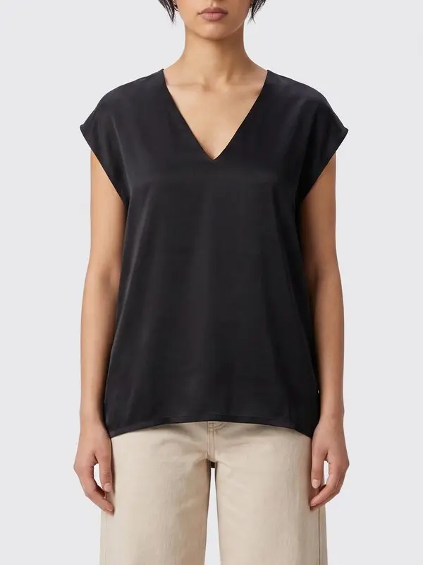 THOM KROM Viscose V-neck Top - Black