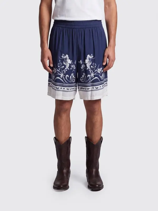IH NOM UH NIT Printed Viscose Shorts - Blue
