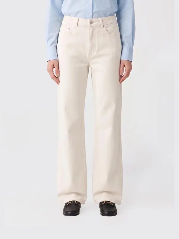 AMI Paris Cotton Denim Straight Jeans - White