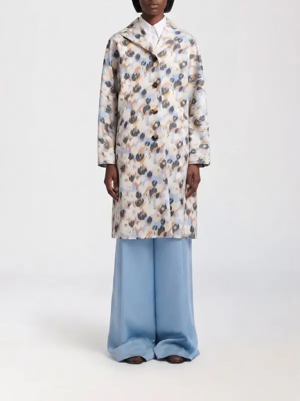 Marni Duchesse Coat With Abstract Pattern - Gnawed Blue