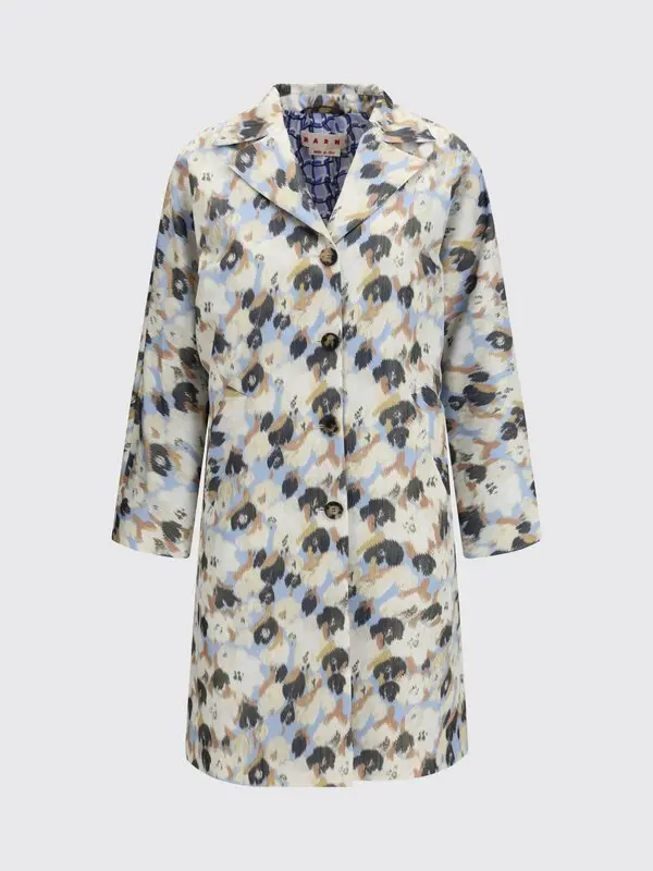 Marni Duchesse Coat With Abstract Pattern - Gnawed Blue