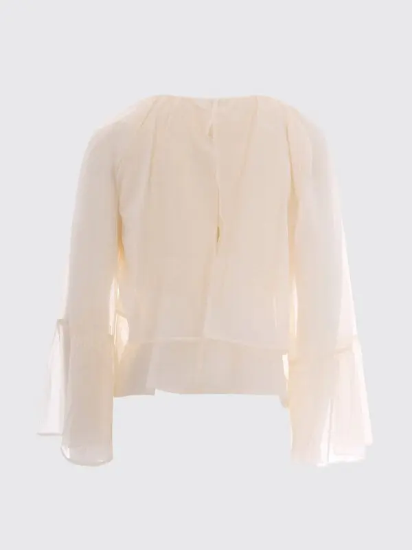 Liu Jo Muslin Blouse With Crewneck And Long Sleeves - Milk