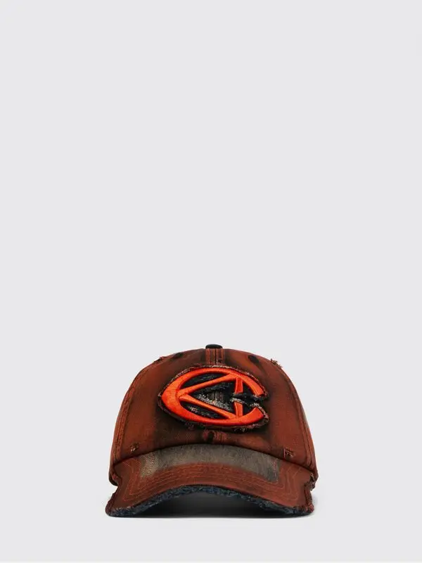 Camper Distorted Washed Sprayed Cotton Baseball Cap - Orange