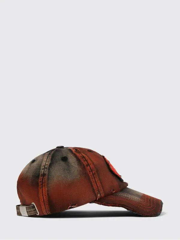 Camper Distorted Washed Sprayed Cotton Baseball Cap - Orange