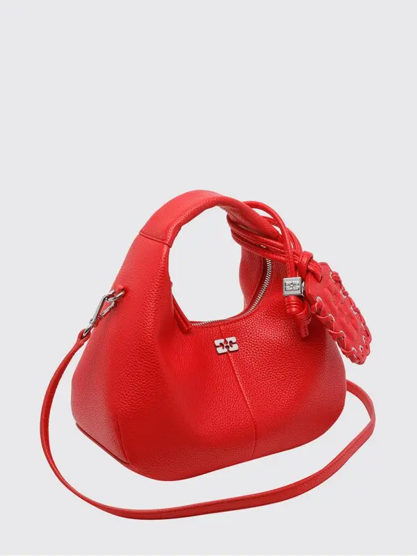 GANNI Recycled Polyester Blend Hobo Bag With Butterfly Logo Charm - Red