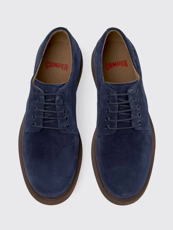 Camper Norman Suede Derby Lace Up Shoes - Blue